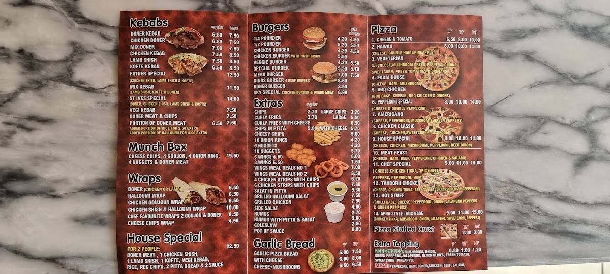Menu at Pizza Perfection & Kebab pizzeria, Saint Ives