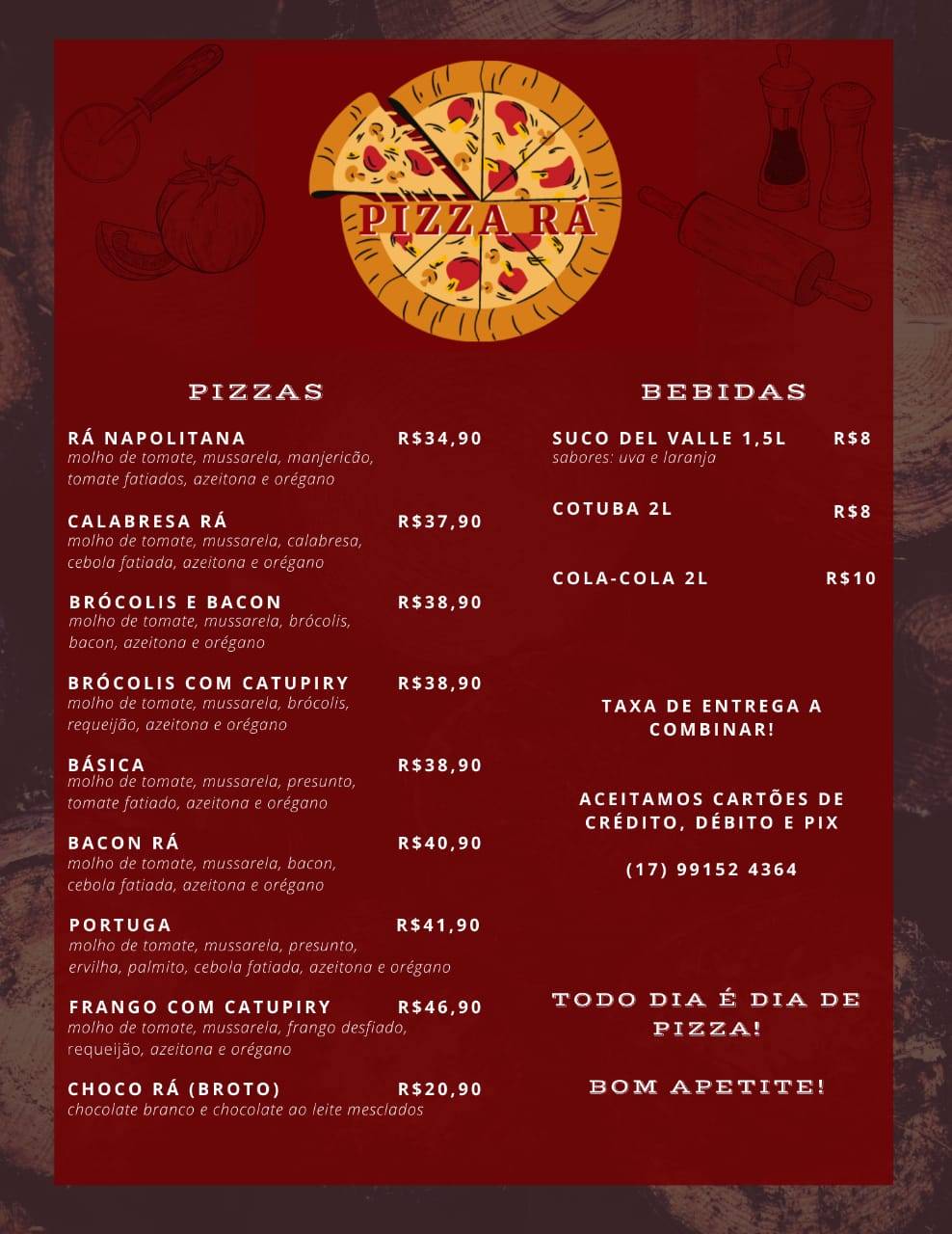 Menu em Pizza Rá restaurante, Sao Jose do Rio Preto