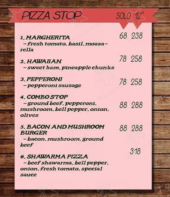 Carta de pizzería Pizza Stop, Ciudad Quezon, 71 Congressional Avenue ...