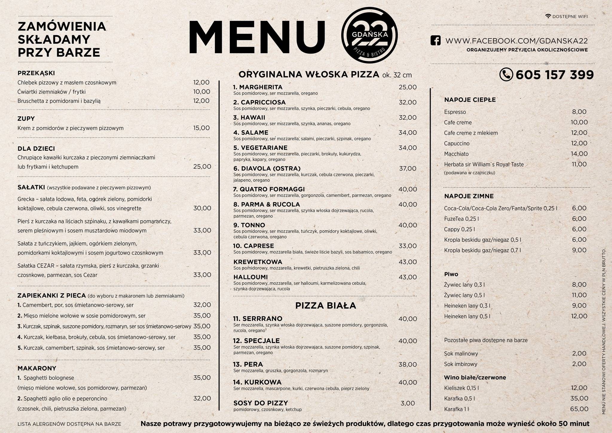 Menu at Pizza & Bistro Gdańska 22 pizzeria, Zabrze