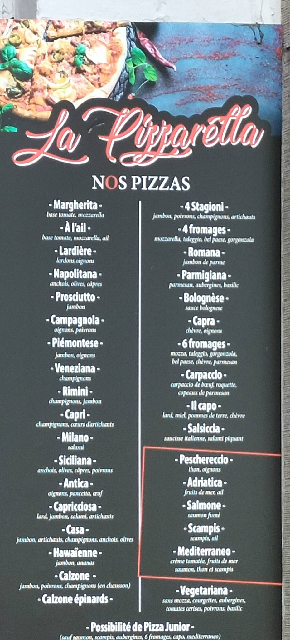 Speisekarte von Pizzarella, Mons, Grand Place 2