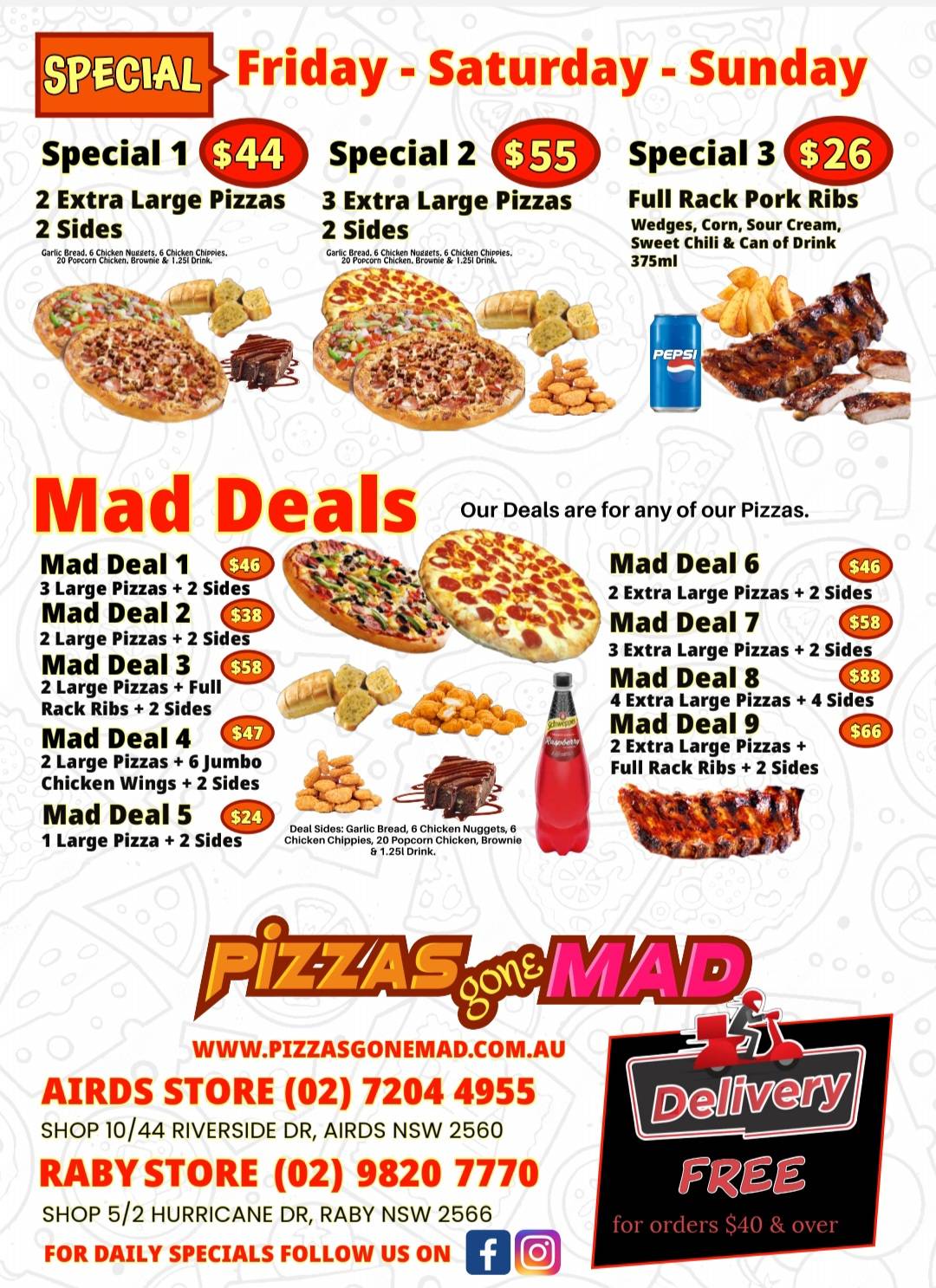 Menu at Pizzas Gone Mad - Airds restaurant, Airds