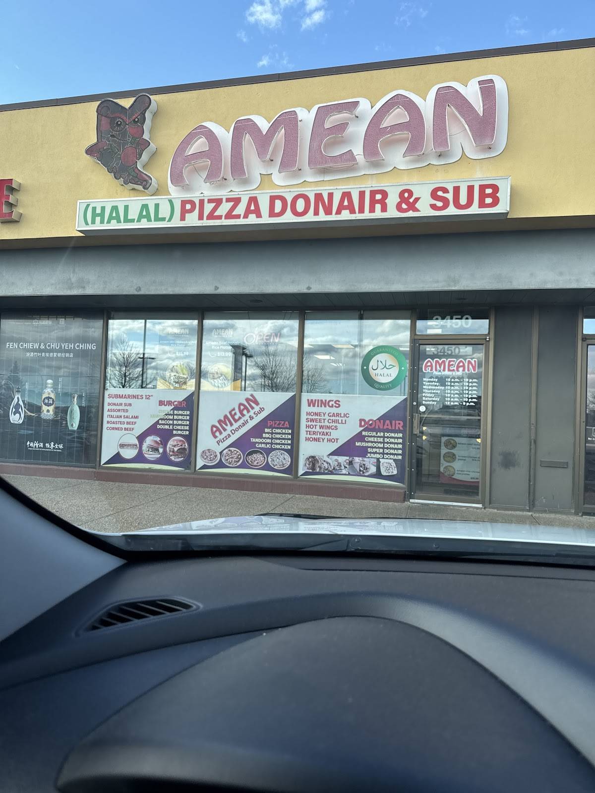 Carta de pizzería Amean pizza donair and sub, Edmonton
