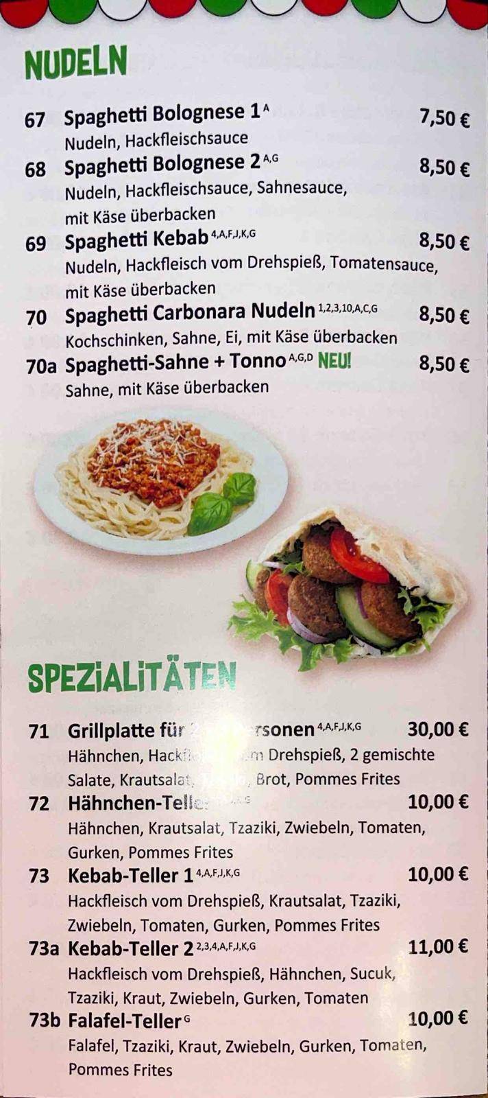 Speisekarte von Pizzeria Azad, Hesel