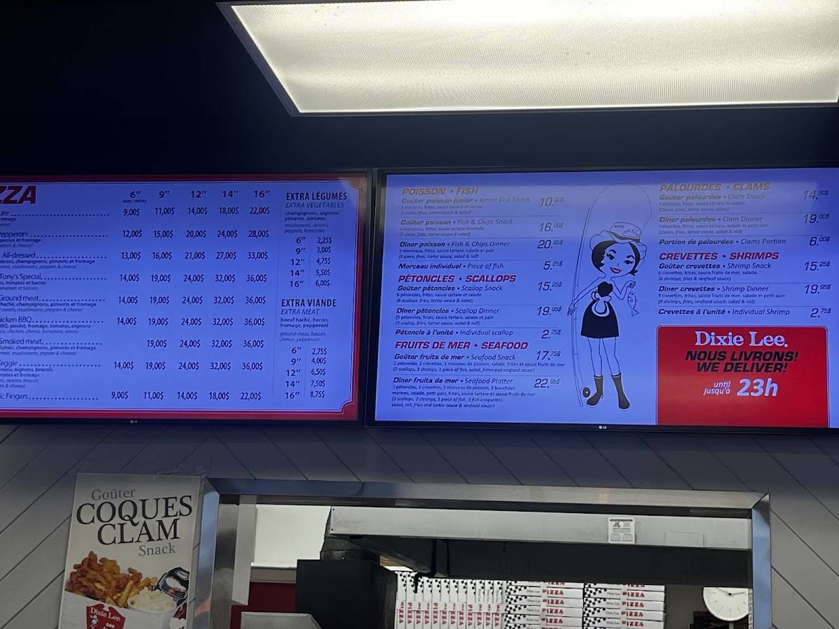 Menu au Restaurant Dixie Lee, Port-Cartier