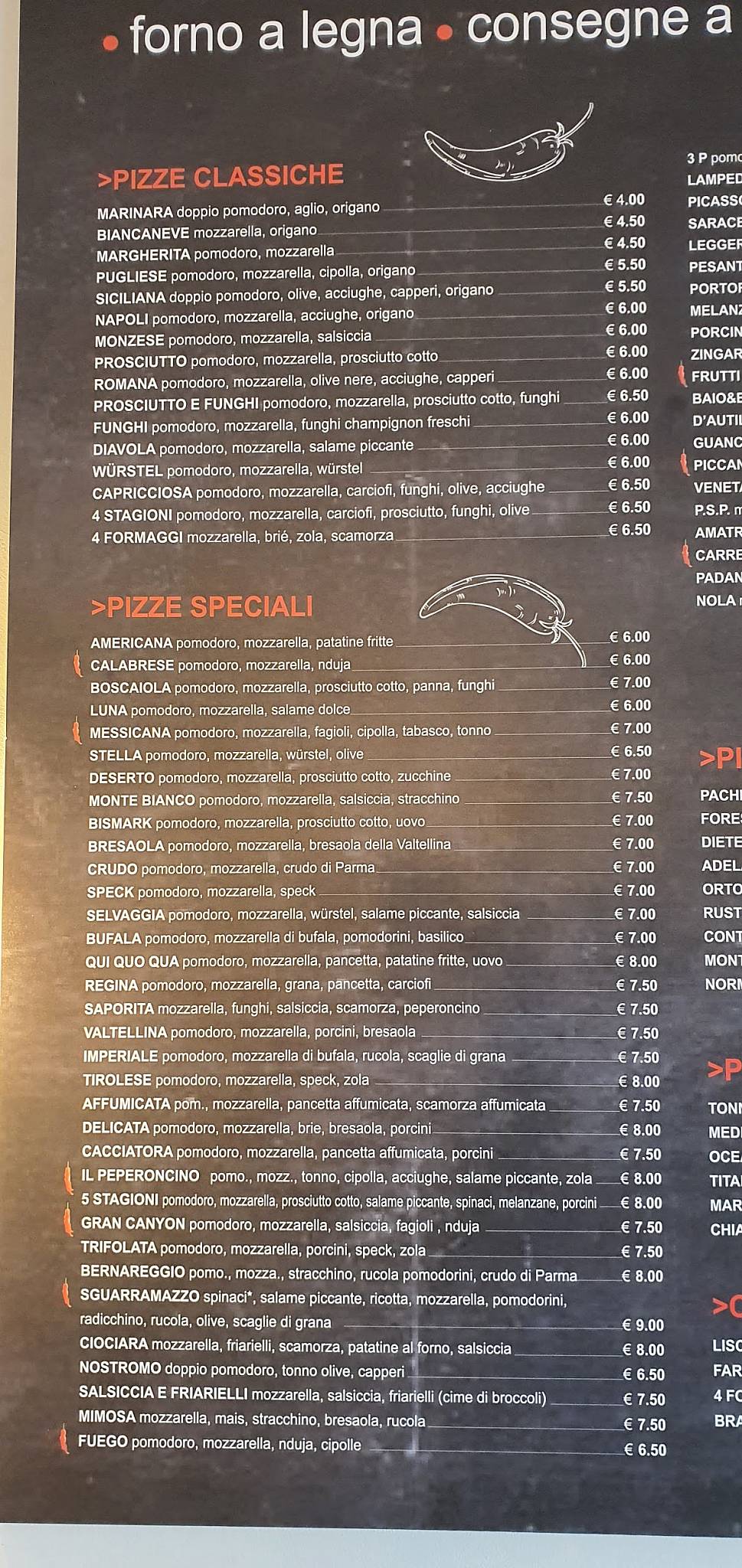 Menu at Pizzeria Il Peperoncino, Bernareggio