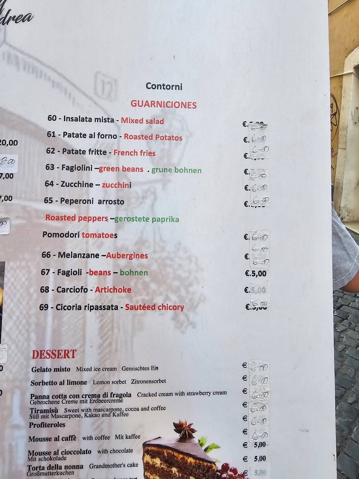 Menu at La Tavernetta 29 da Tony e Andrea pizzeria, Rome