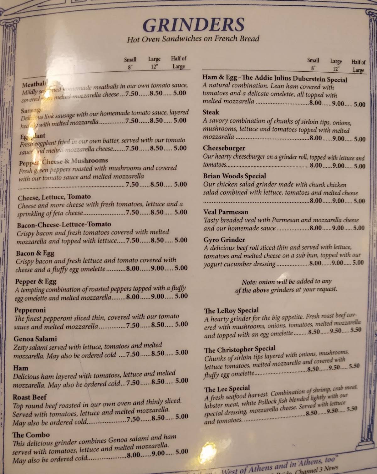 Menu at Matsos Family Restaurant, Wooster
