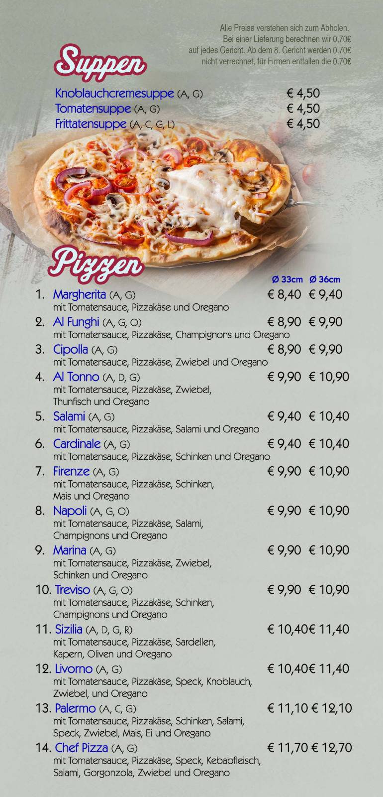 Speisekarte von Pizzeria Morino, Leiben
