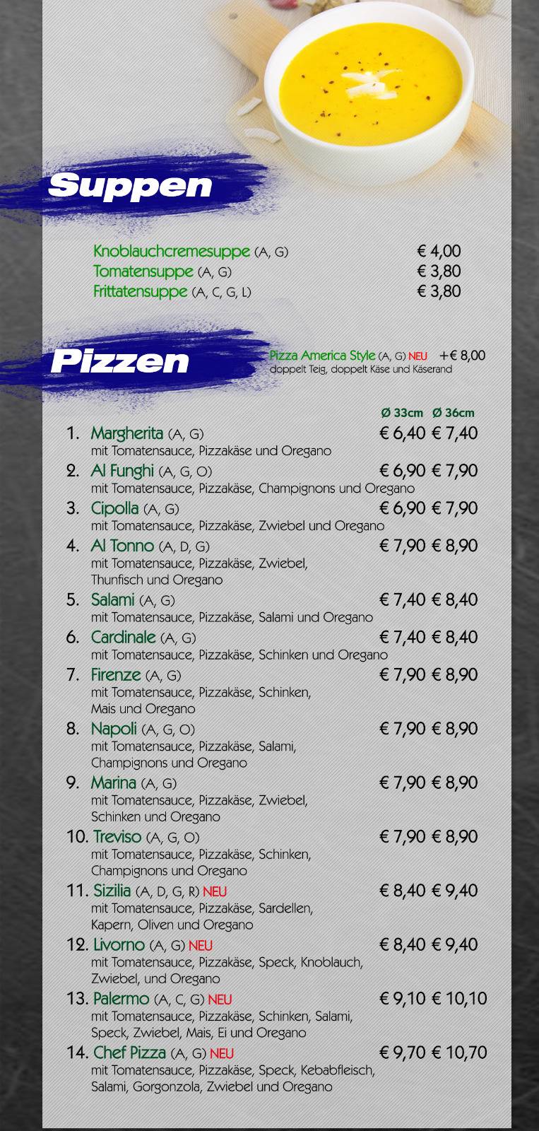 Speisekarte von Pizzeria Morino, Leiben