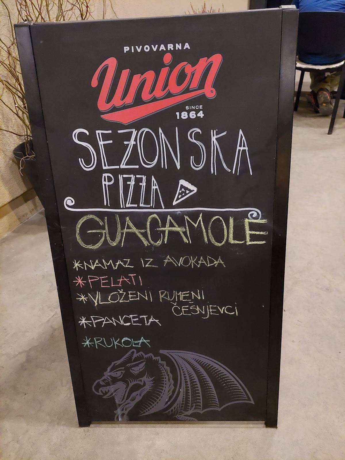 Menu at Pizzeria Peruzza, Ljubljana