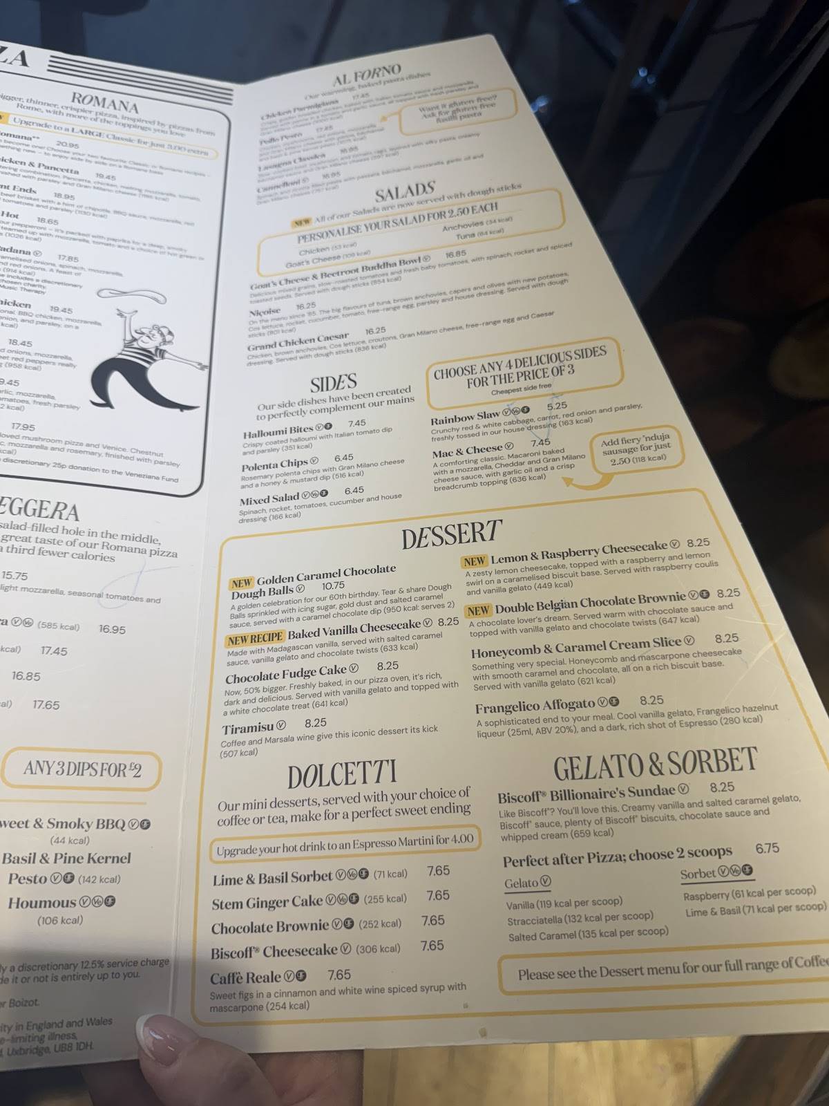Menu at Pizza Express pizzeria, London, The Pheasantry