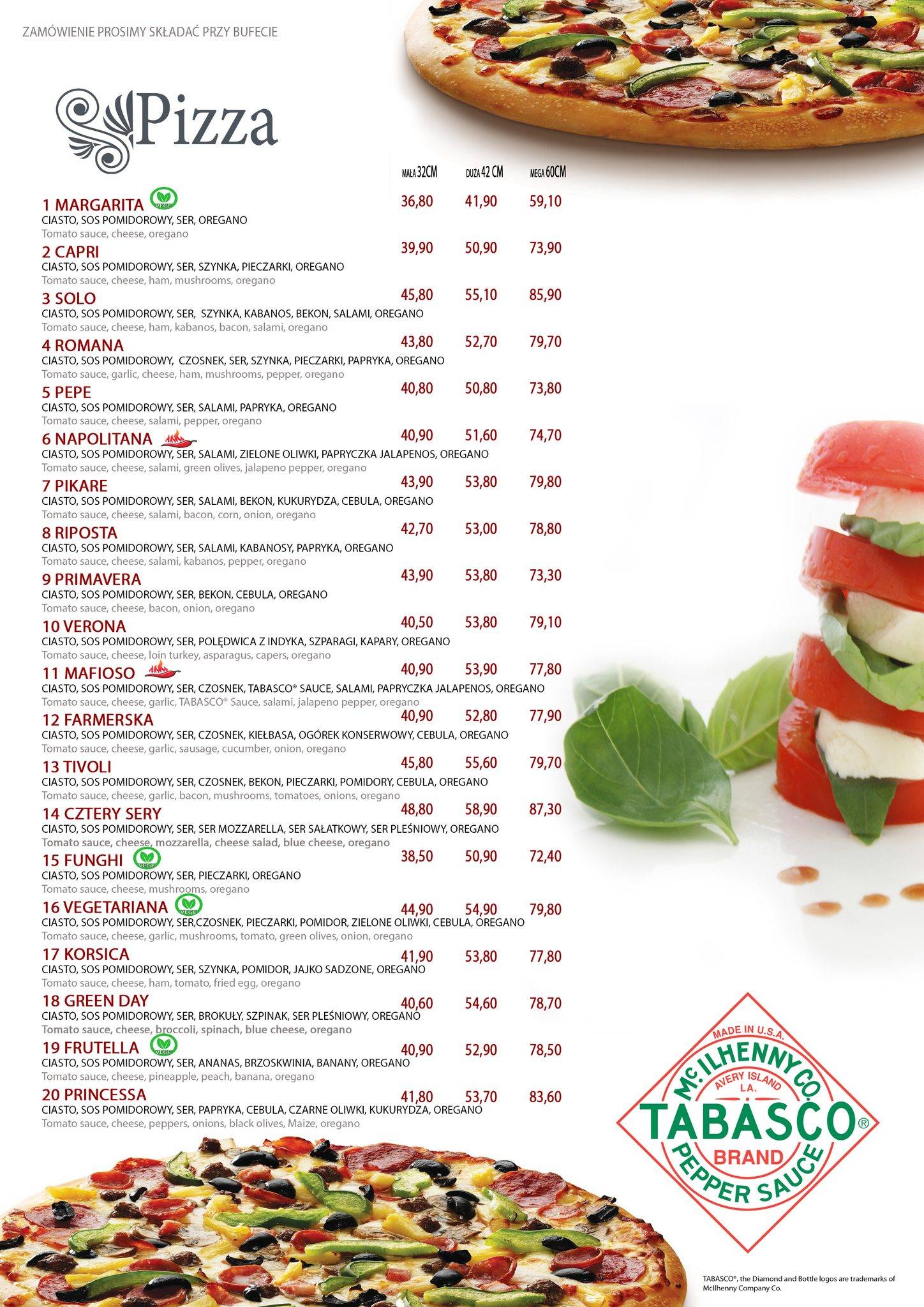 Menu at Pizzeria Riposta - pizza, shaorma, makaron, sałatki, Piotrków ...