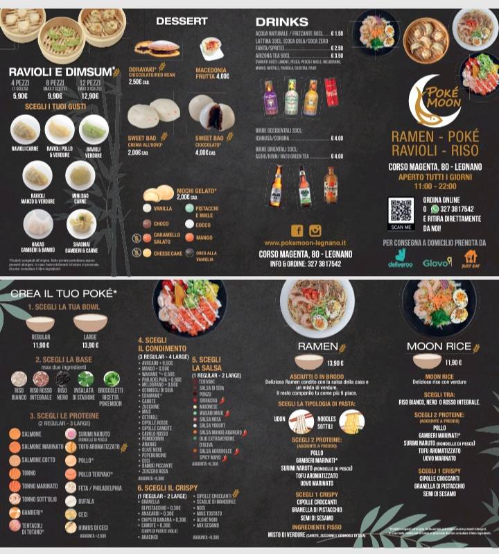 Menu au Poké Moon restaurant, Legnano