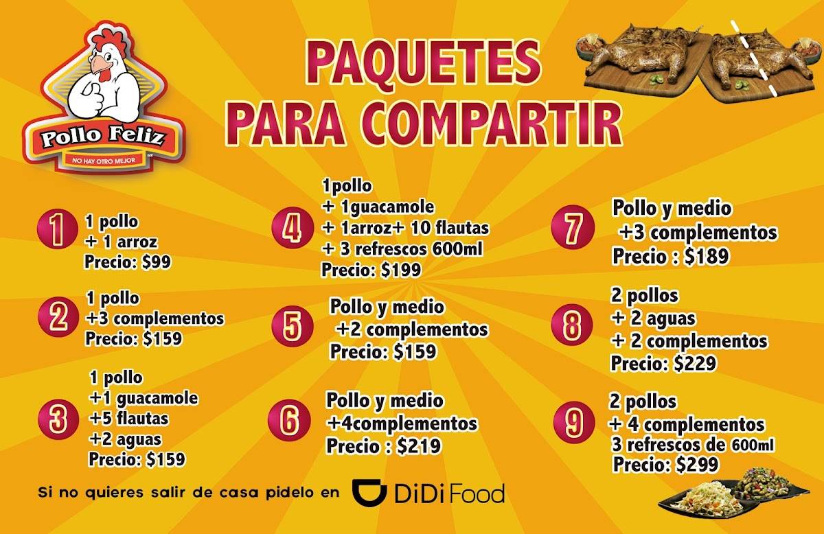 Menu at Pollo Feliz Box Market restaurant, Guadalajara