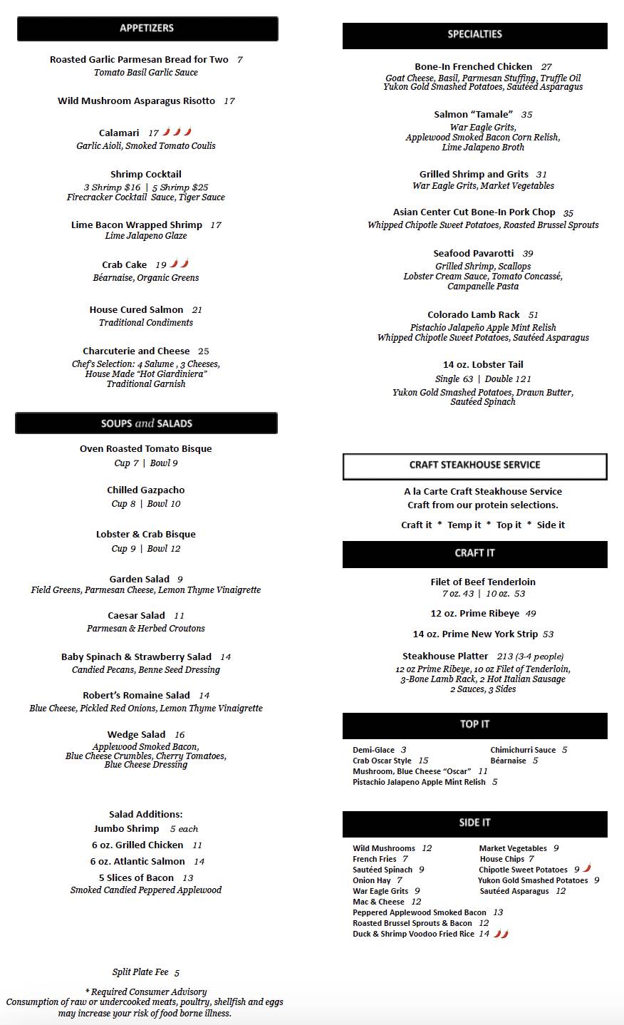 Menu at Polo Grill pub & bar, Tulsa