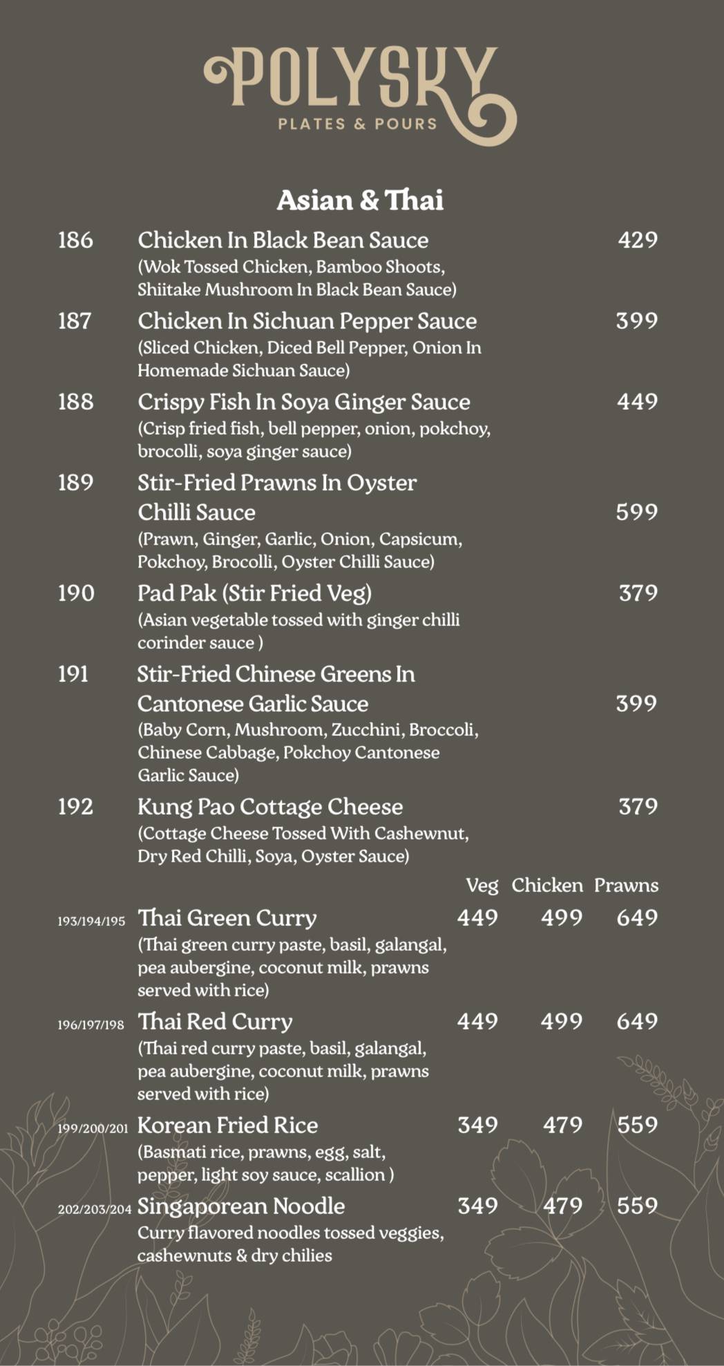 Menu at Polysky, Ulhasnagar