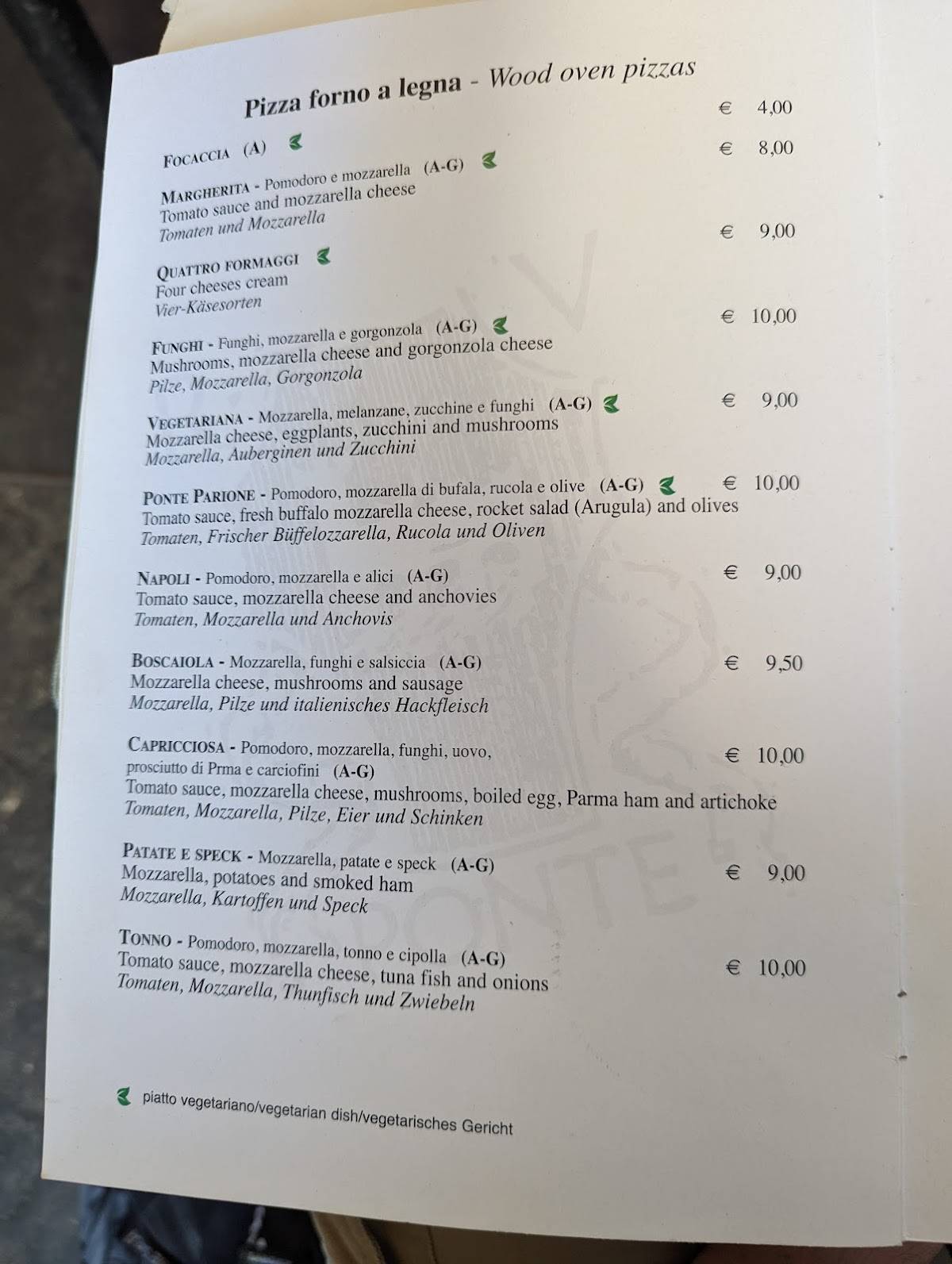 Menu at Ponte e Parione - Ristorante Piazza Navona, Rome