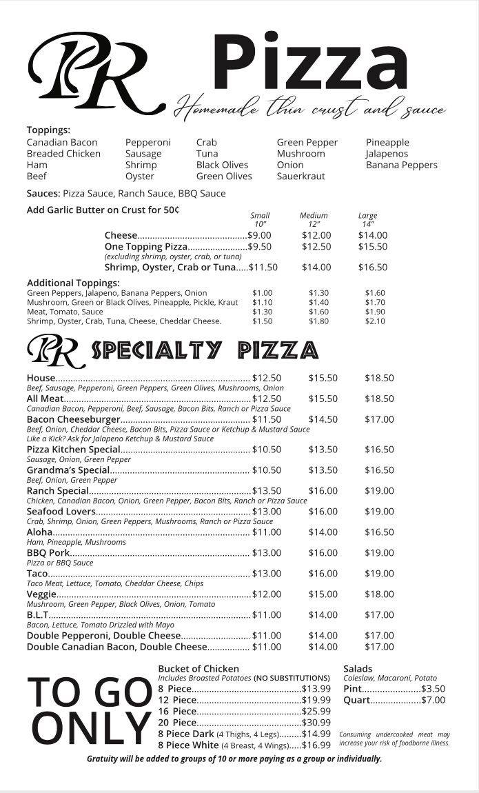 Menu at Poor Richard's Restaurant, New Hampton