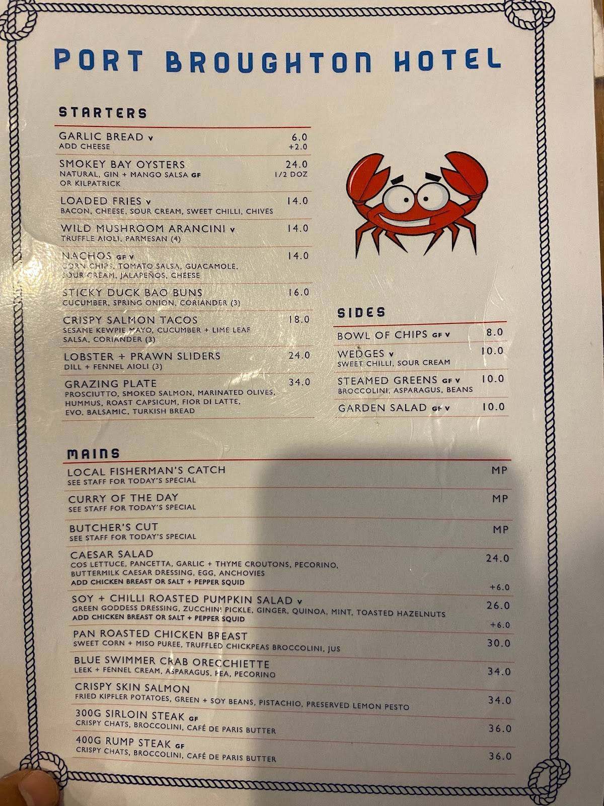 Menu at Port Broughton Hotel pizzeria, Port Broughton