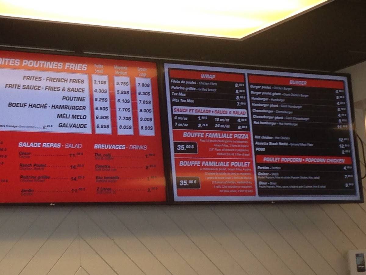 Menu au Restaurant Dixie Lee, Port-Cartier