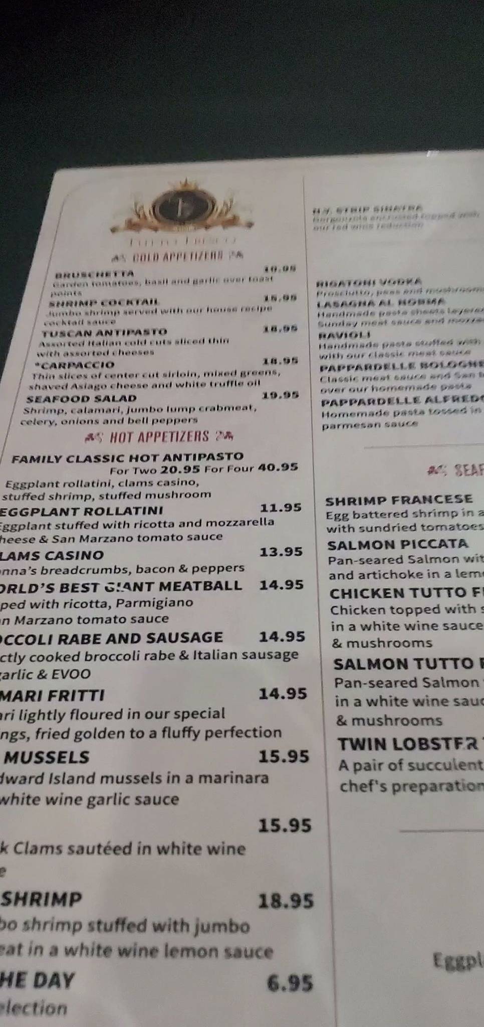 Menu at Tutto Fresco pizzeria, Port St. Lucie, Reserve Blvd