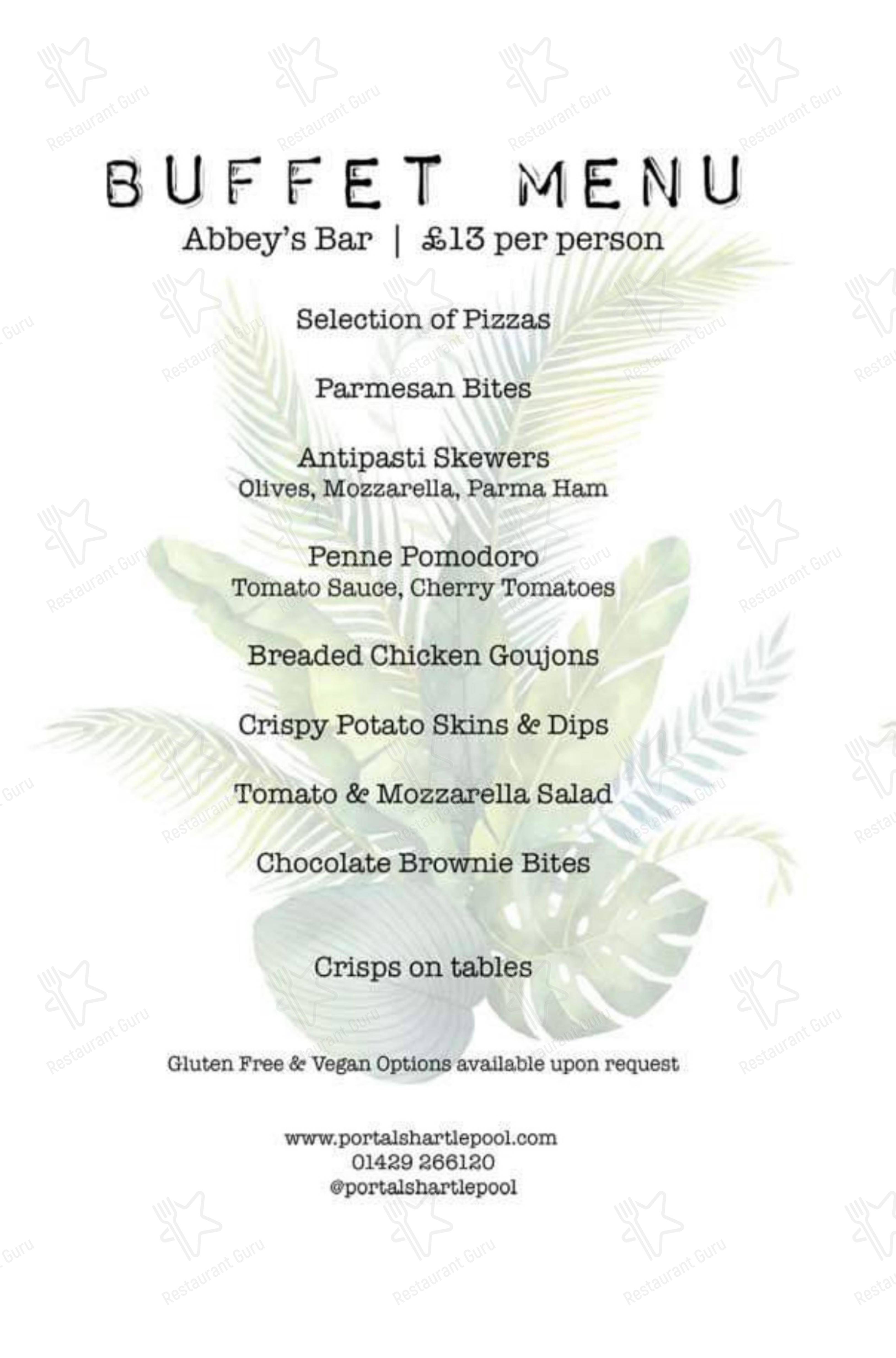 Menu at Portals Hartlepool restaurant, Hartlepool, Neptune House