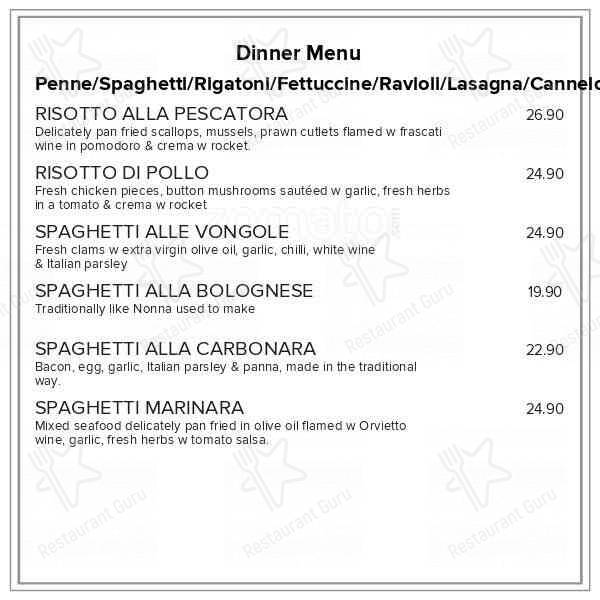 Menu at Portofino Taupo restaurant, Taupo