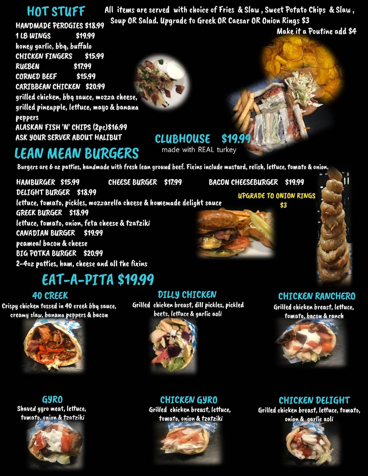 Menu at Potka's Kitchen restaurant, Tecumseh