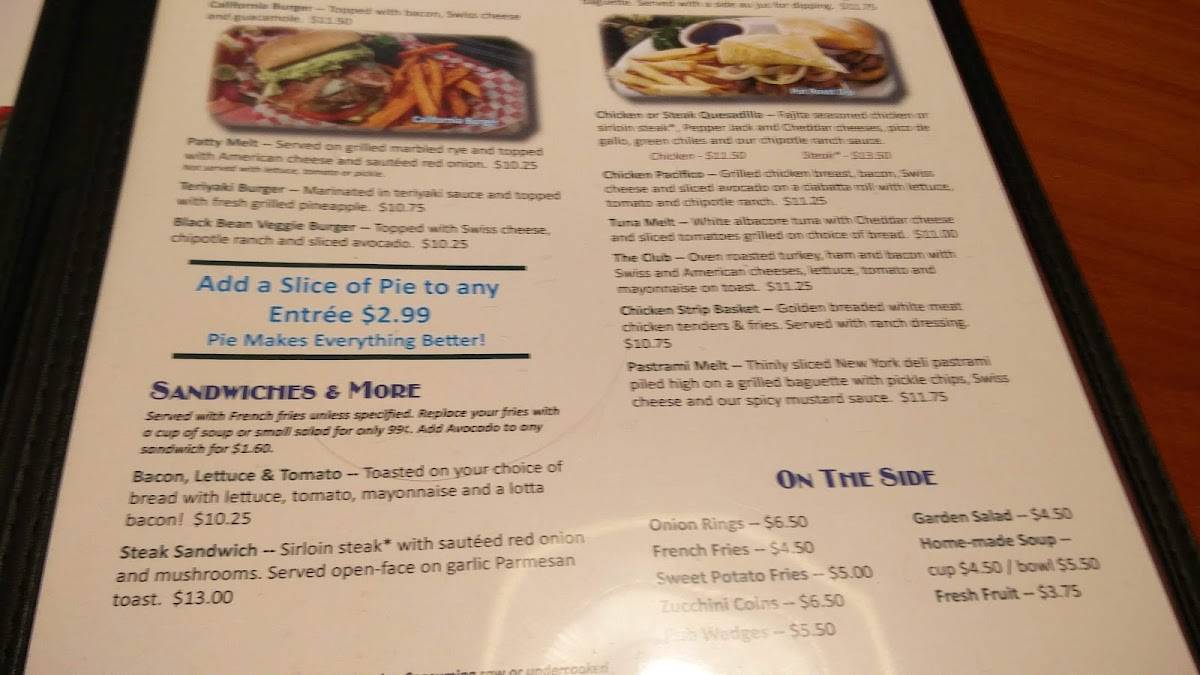 Menu at Prescott Junction restaurant, Prescott