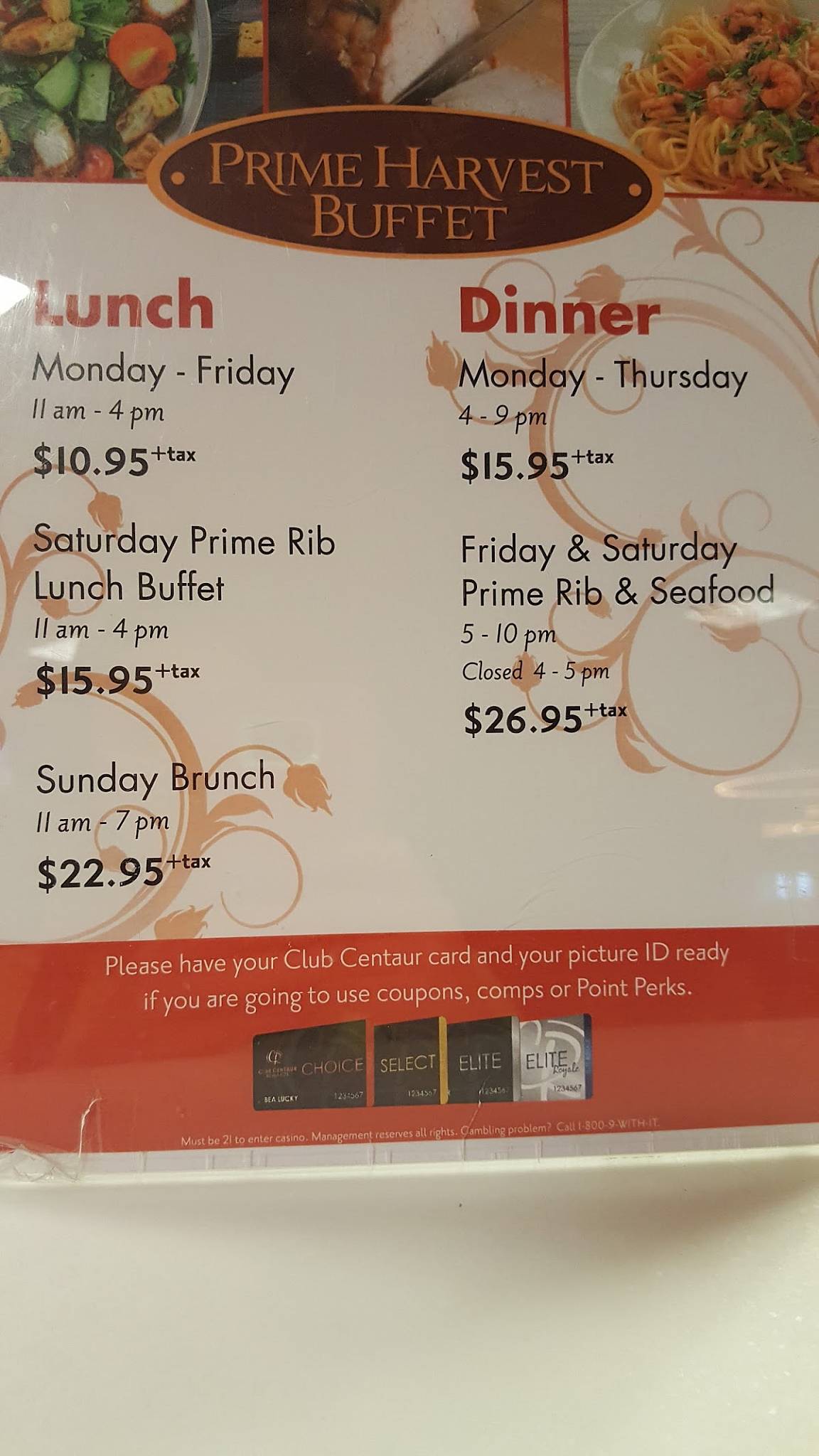 Menu at Prime Harvest Buffet restaurant, Anderson, Dan Patch Cir