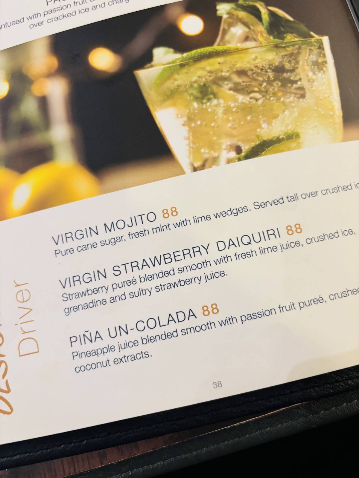 Menu at Prosopa Restaurant, Pretoria