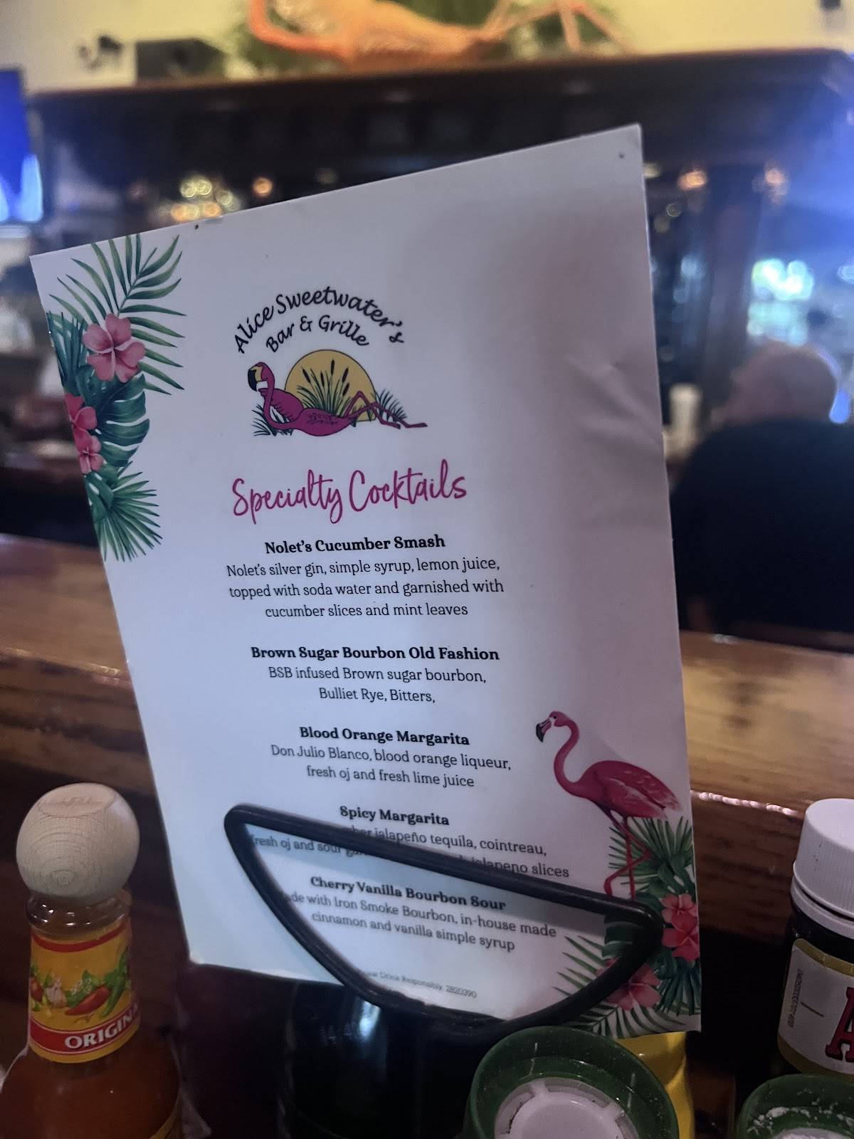 Menu at Alice Sweetwater's Bar & Grille, Naples