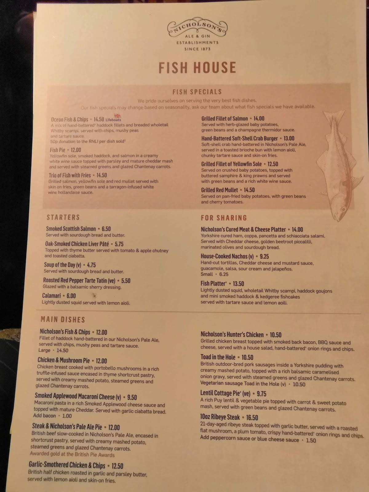 Menu at Bacchus Bar, Birmingham