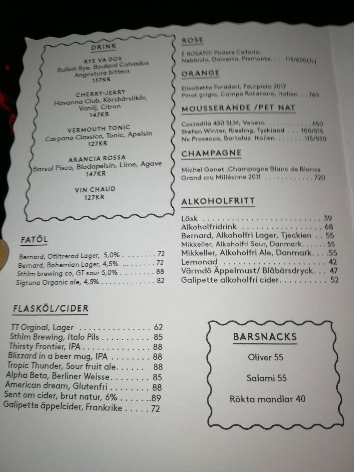 Menu at Bistro Bananas pub & bar, Stockholm