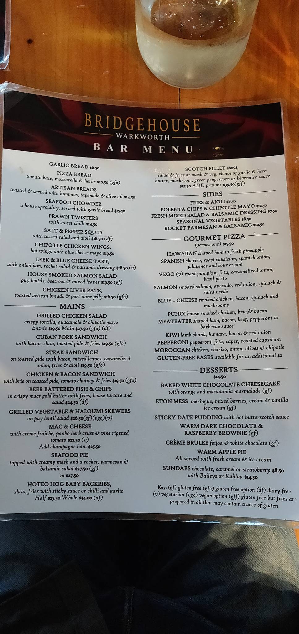 Menu at Bridge House Lodge Bar & Restaurant, Warkworth