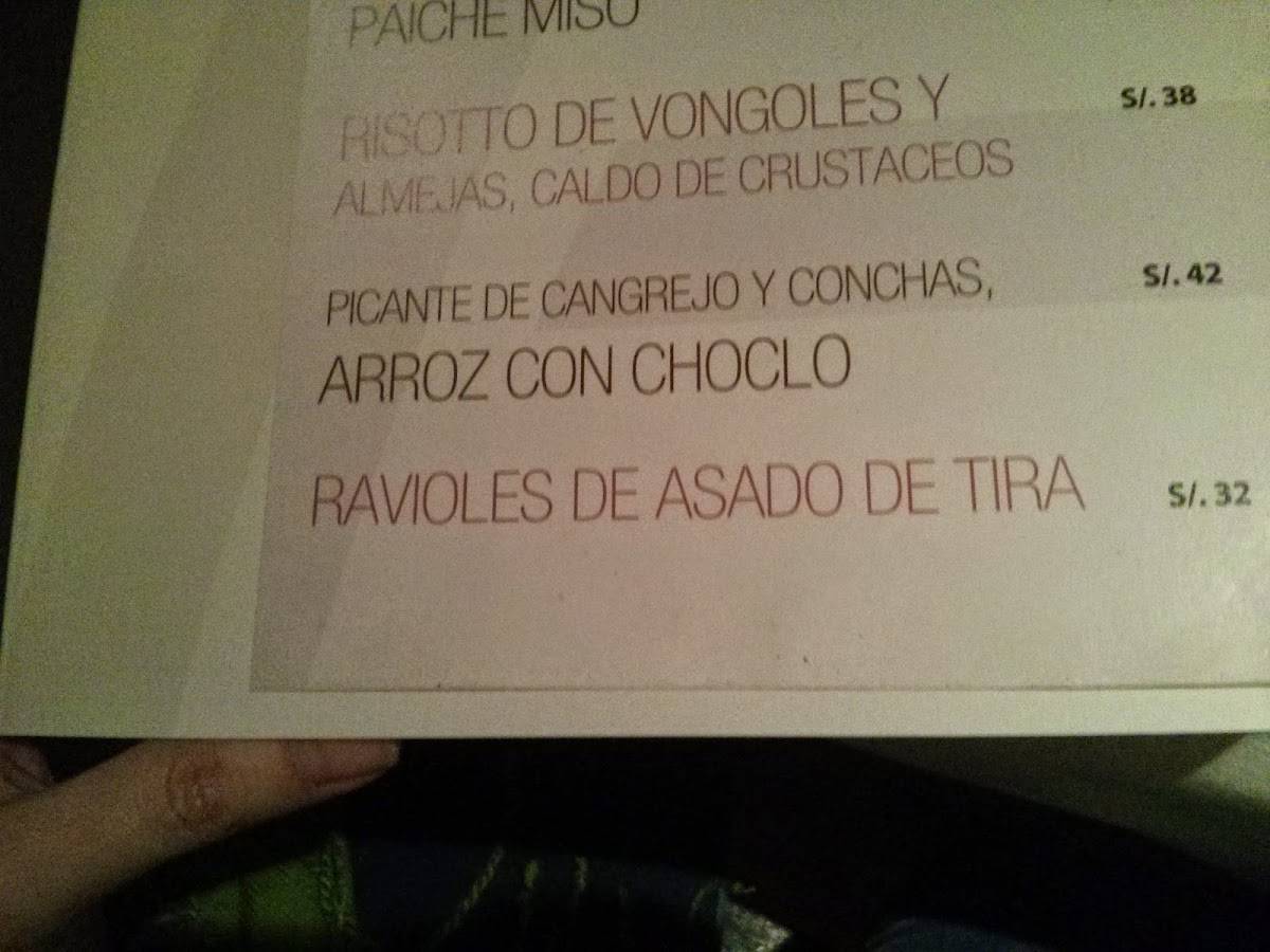 Carta de Cala Restaurante & Lounge, Barranco, Cto. de Playas