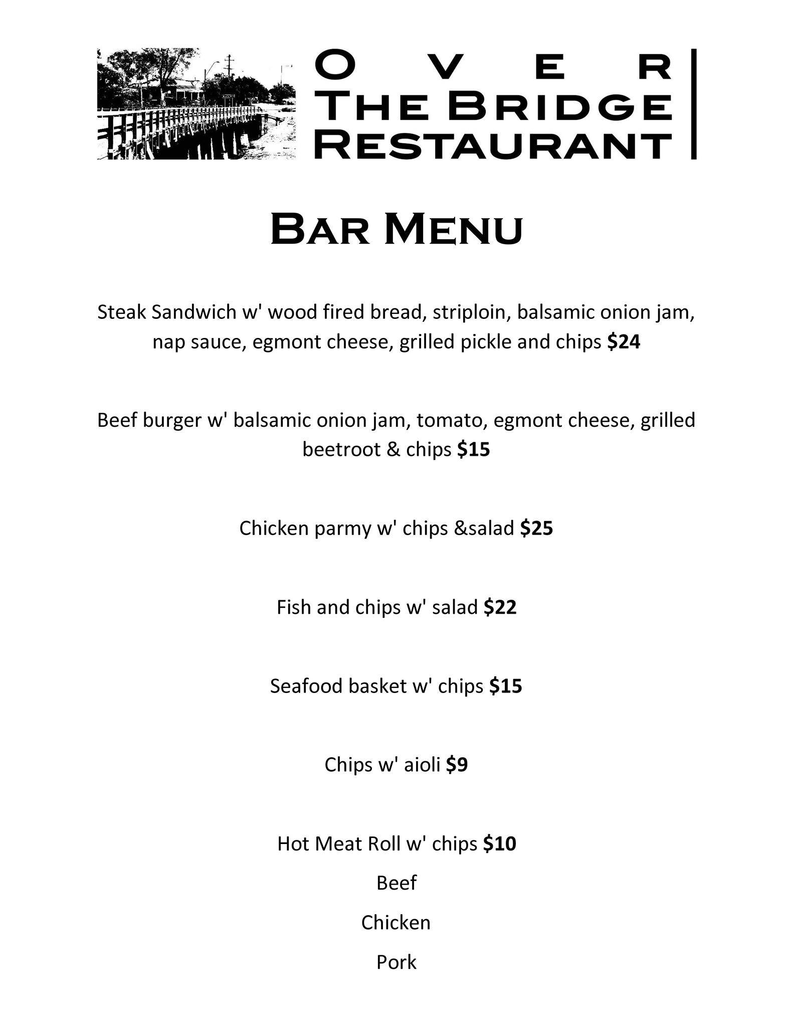Menu at Capel Tavern pub & bar, Capel