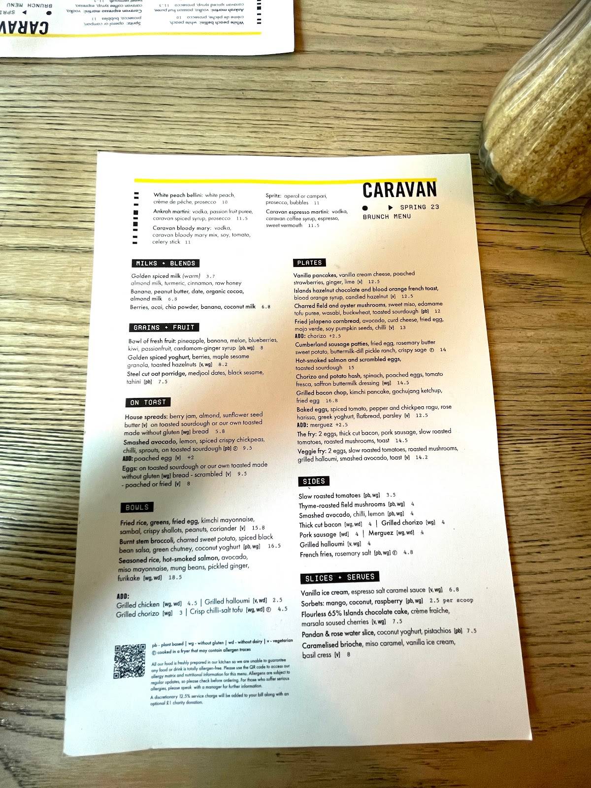 Menu at Caravan Canary Wharf Restaurant, London, Unit 2