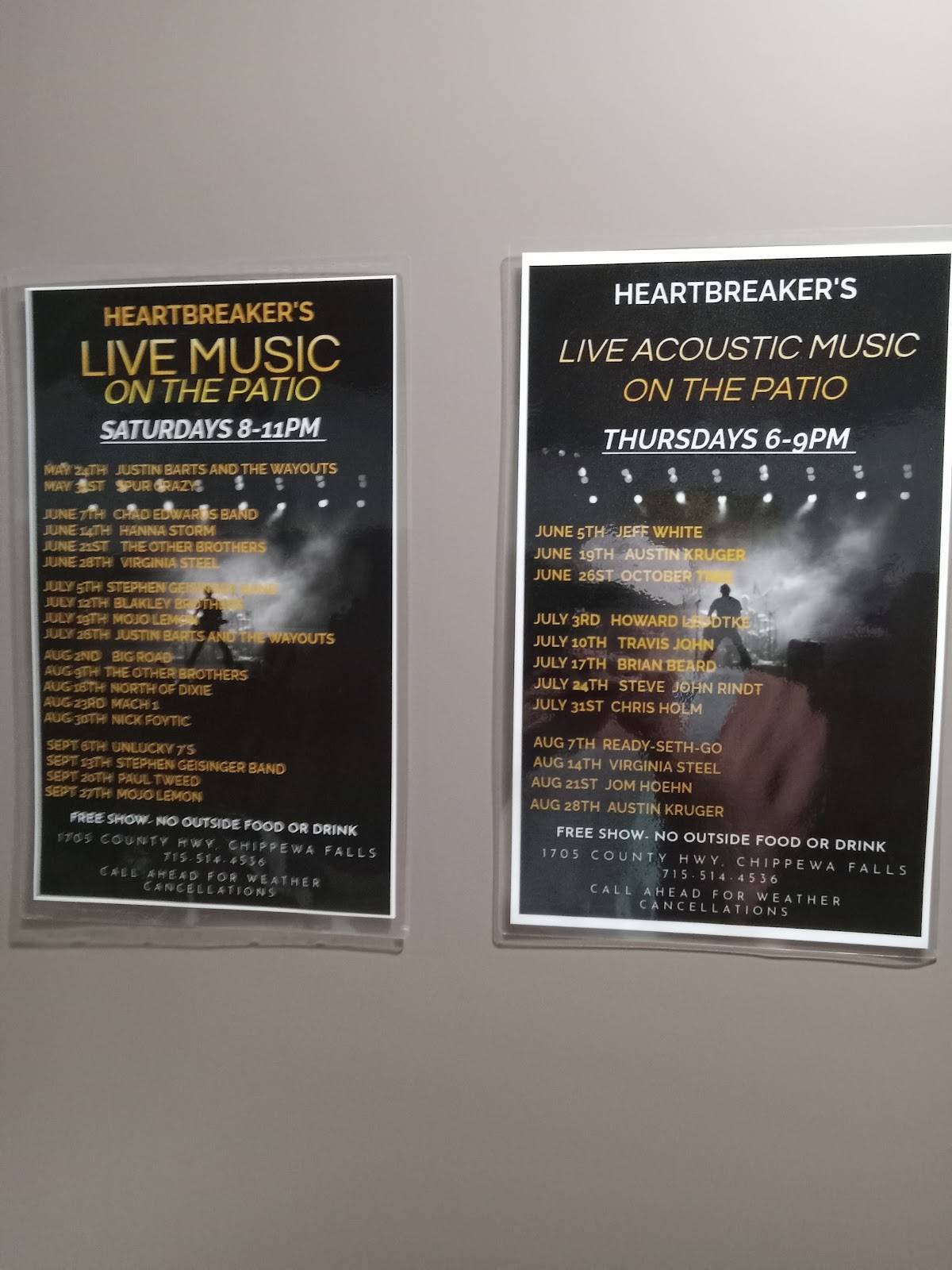 Menu at Heartbreakers pub & bar, Chippewa Falls
