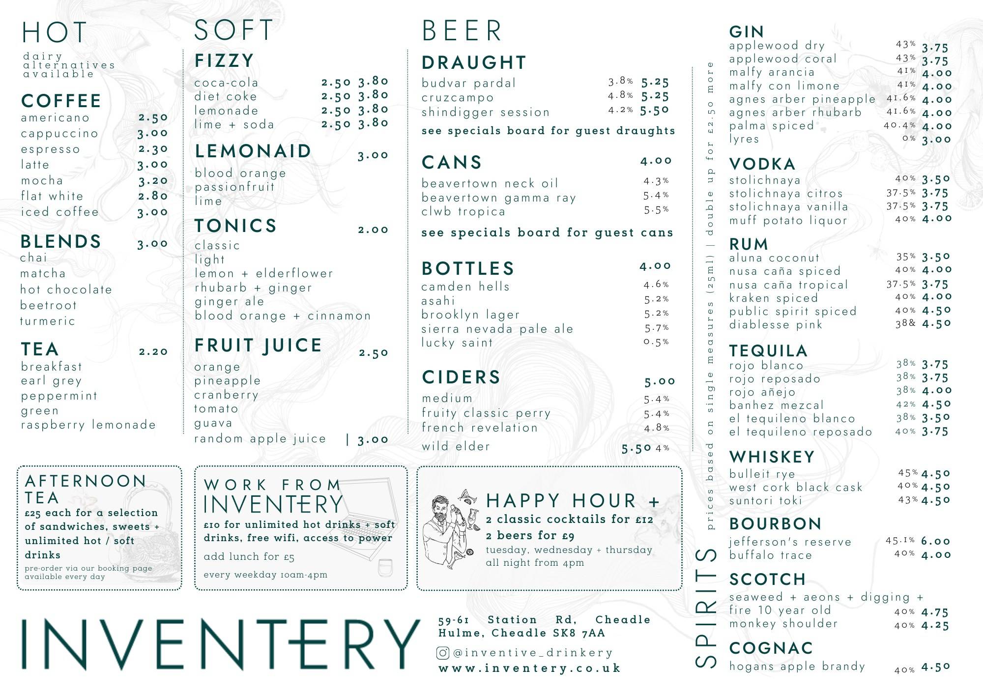 Menu at INVENTERY pub & bar, Cheadle