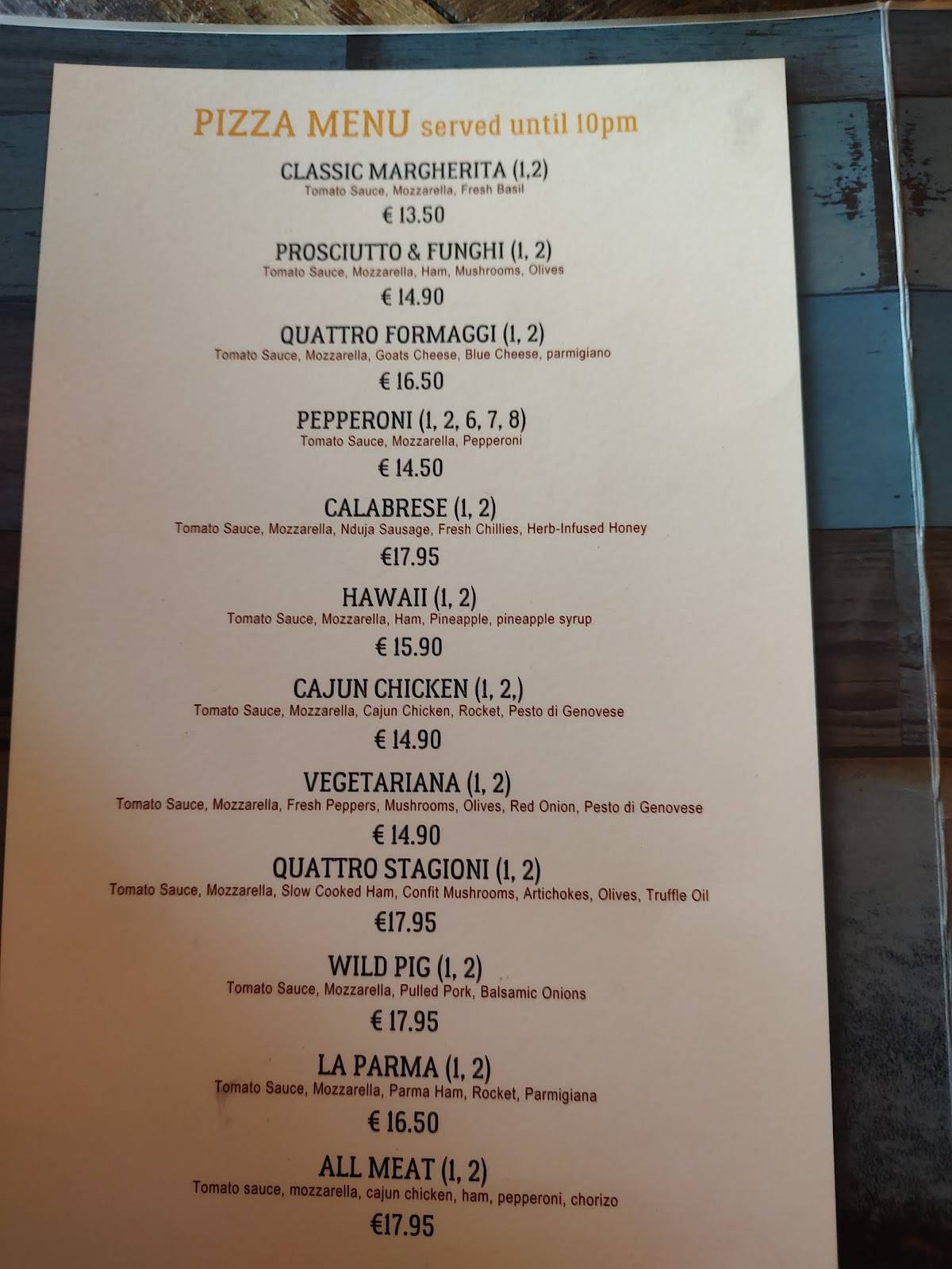 Menu at McGinn's Hop House pub & bar, Galway