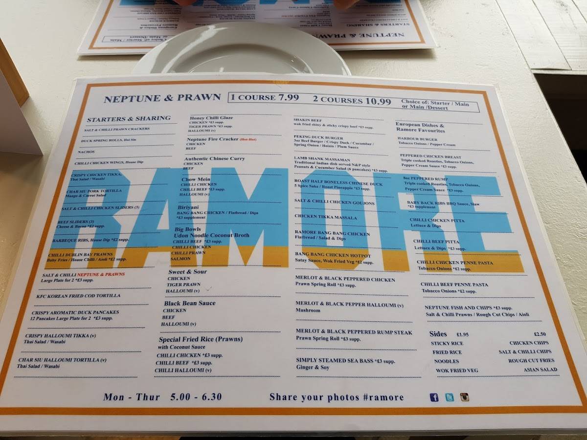 Menu at Neptune & Prawn pub & bar, Portrush