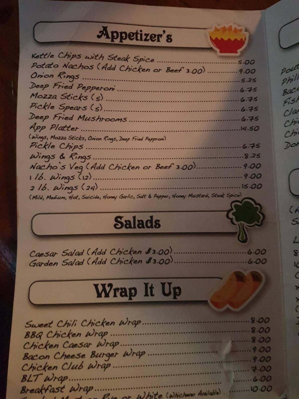 Menu at Pub Down Under, Saint John, 400 Main St