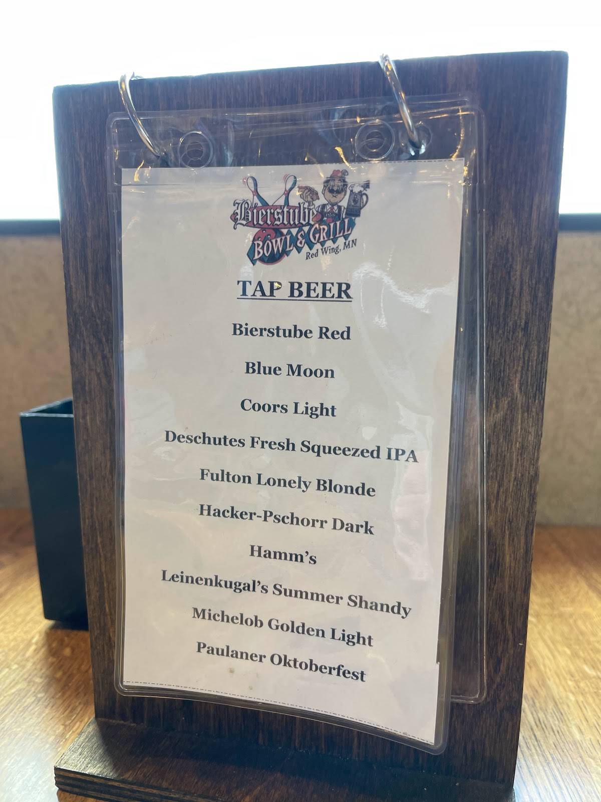 Menu at RW's Bierstube Bowl and Grill pub & bar, Red Wing