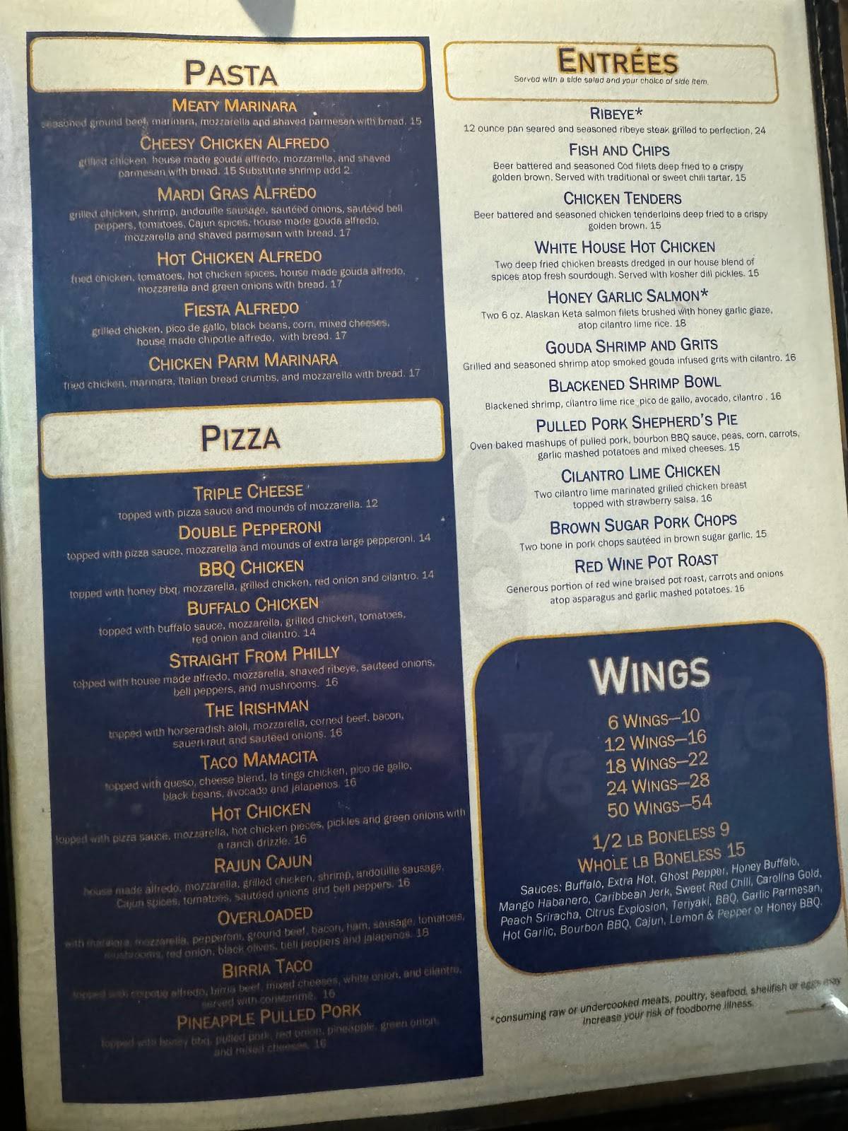 Menu at Tavern 76 pub & bar, White House