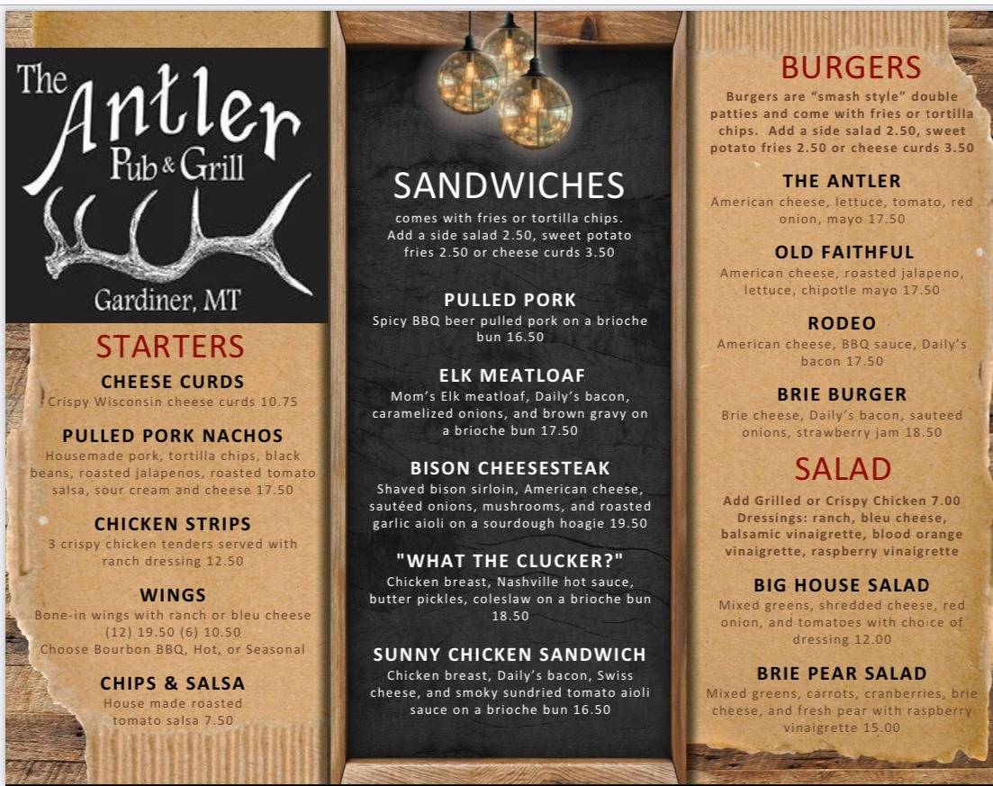 Menu at The Antler Pub & Grill, Gardiner