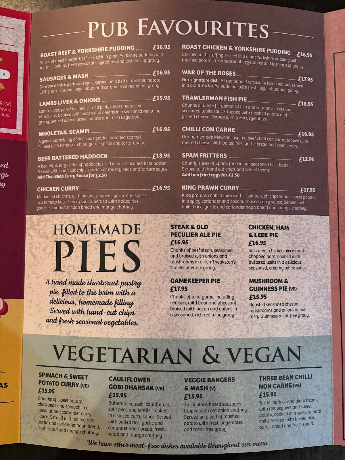 Menu at The Castle Inn pub & bar, Skipton
