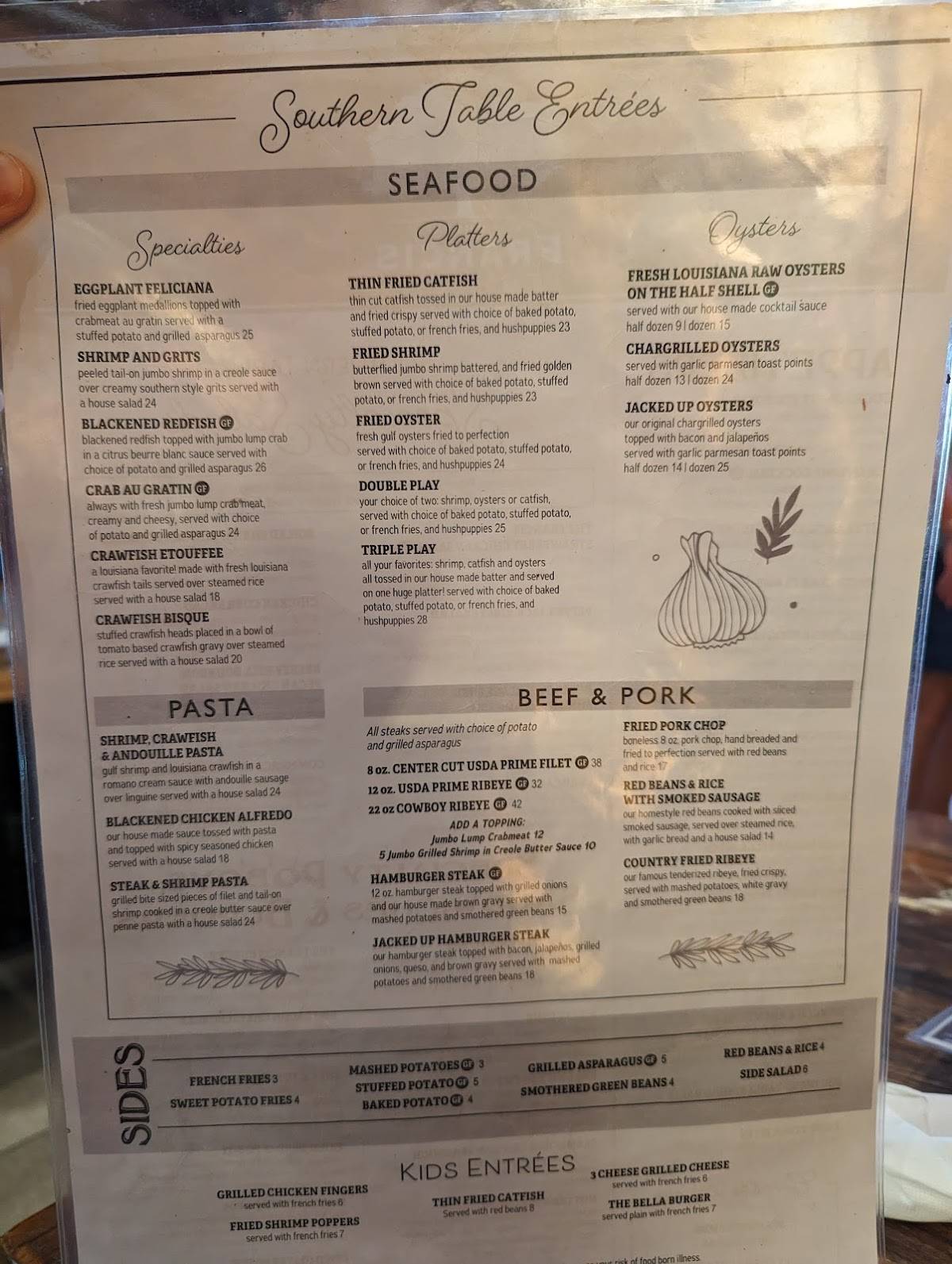 Menu at The Francis Southern Table & Bar, Saint Francisville, US-61
