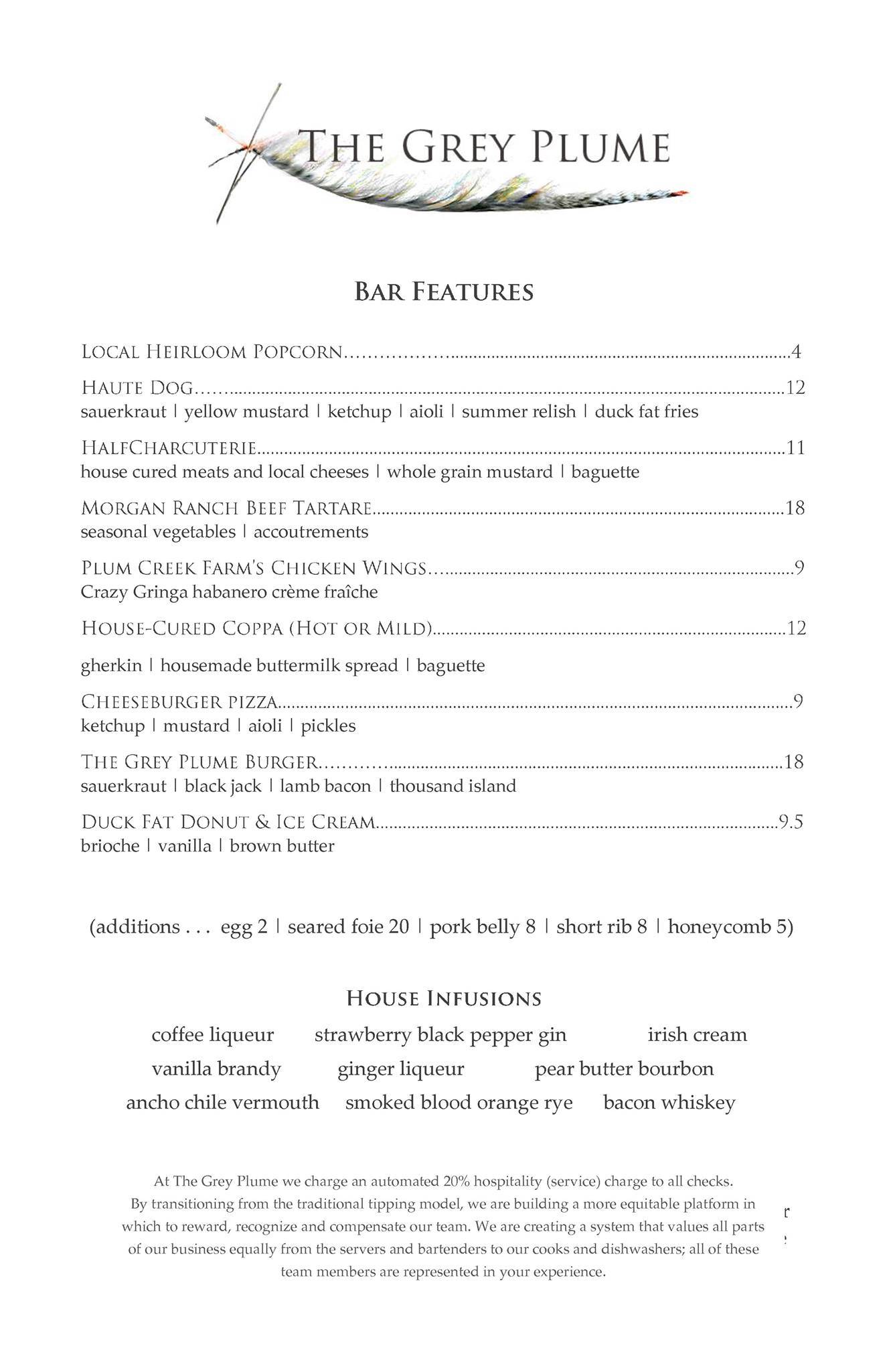Menu at The Grey Plume pub & bar, Omaha